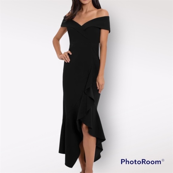 Xscape | Dresses | New Xscape Off The Shoulder Tiered Midi Dress In ...